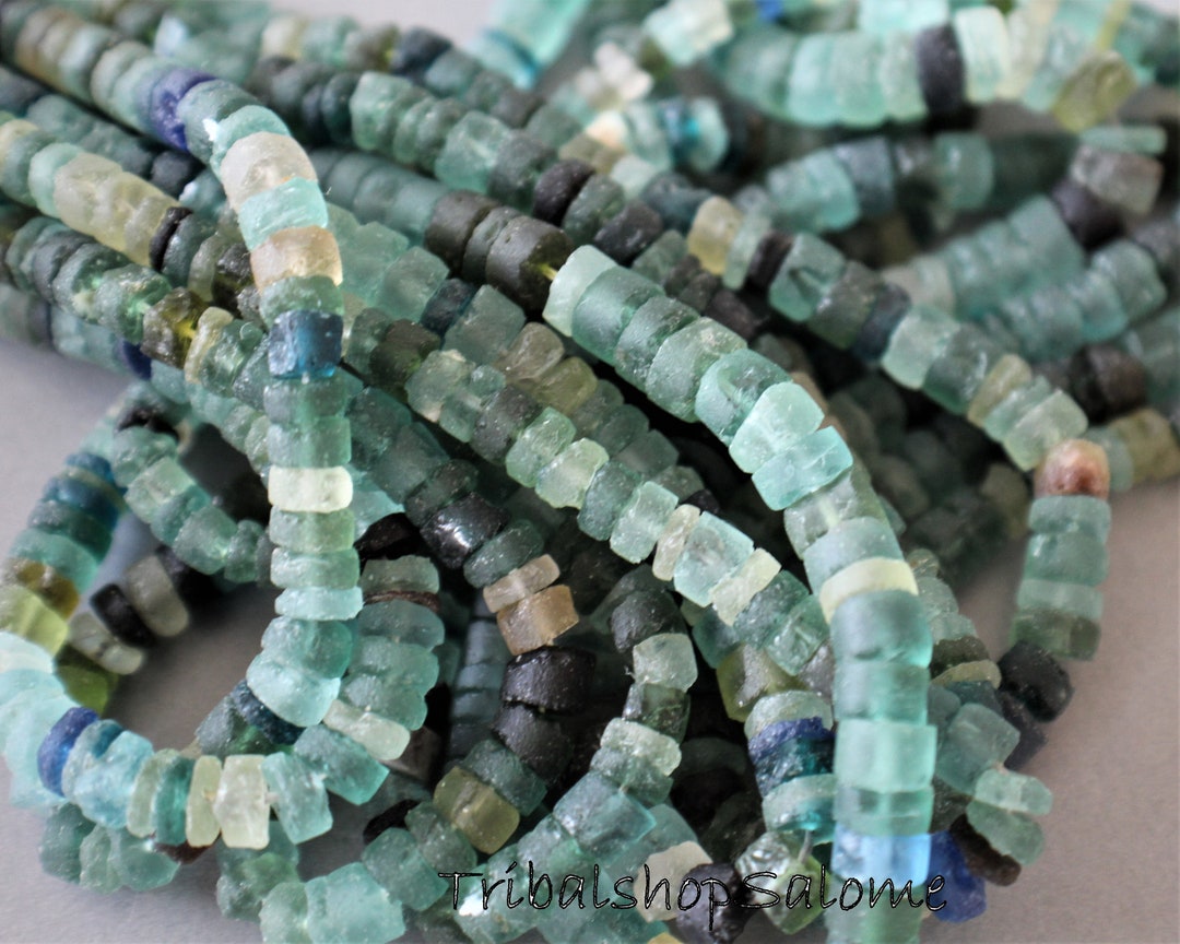 Cylindrical Ancient Roman Glass Beads, 4 X 4 Mm, 1 Strand 40 Cm / 15,5 ...