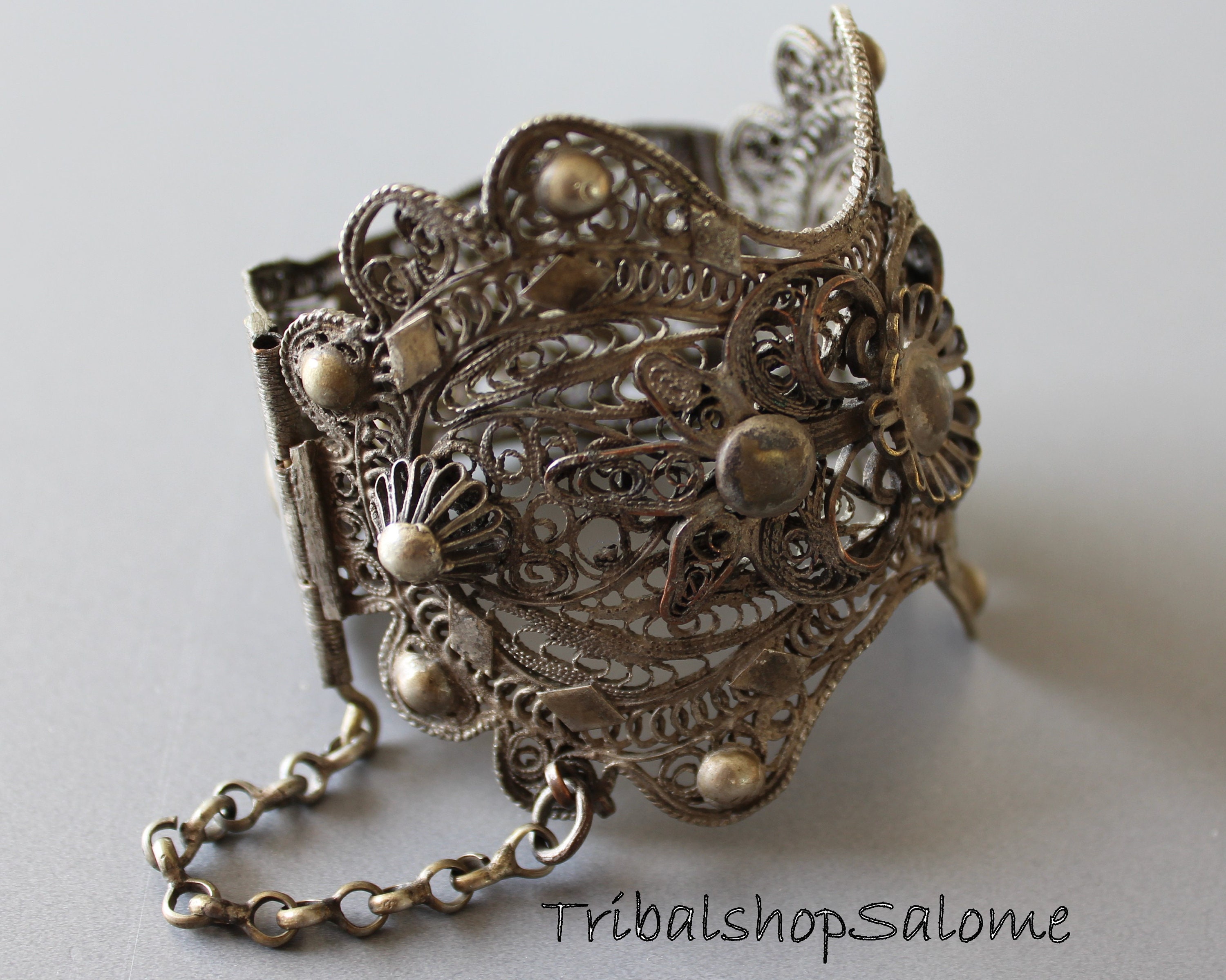 Old Filigree Antique Oriental Arabic-islamic Bracelet With Hinge ...