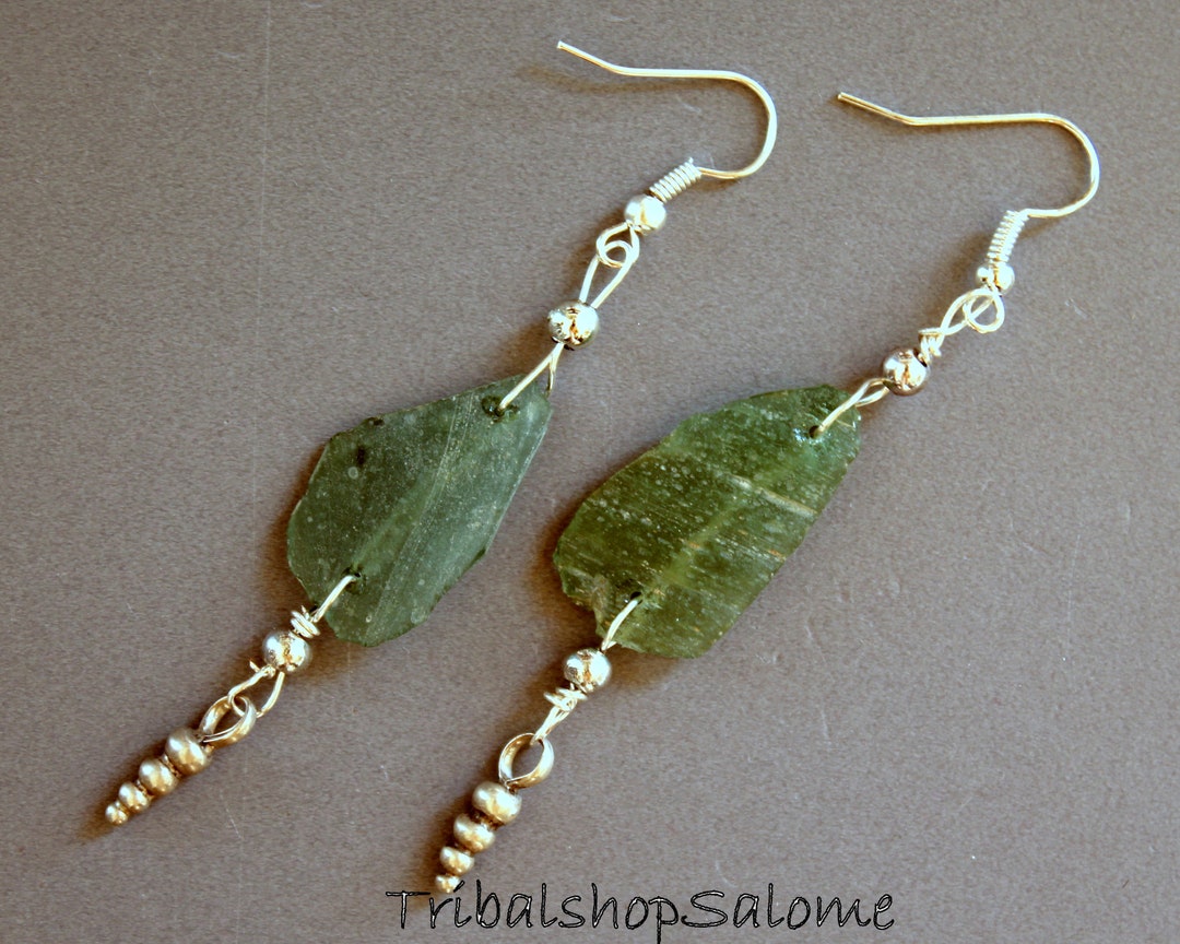 Ancient Roman Glass Shard Earrings, Handmade Glass Earrings With Silver ...
