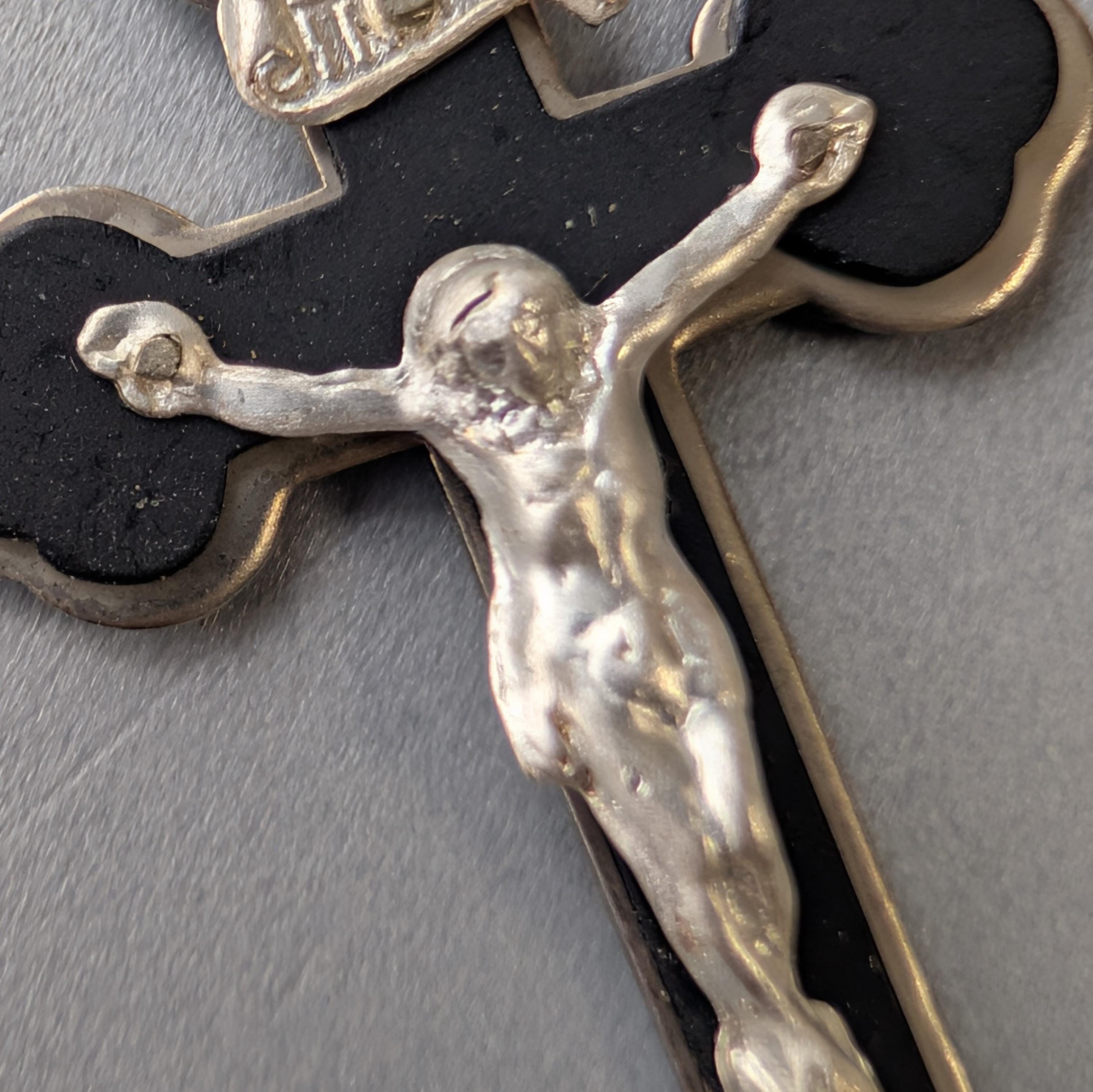 Rosary Crucifix, 4 Cm Long, Black or White Enamelled, Cross Pendant - Etsy