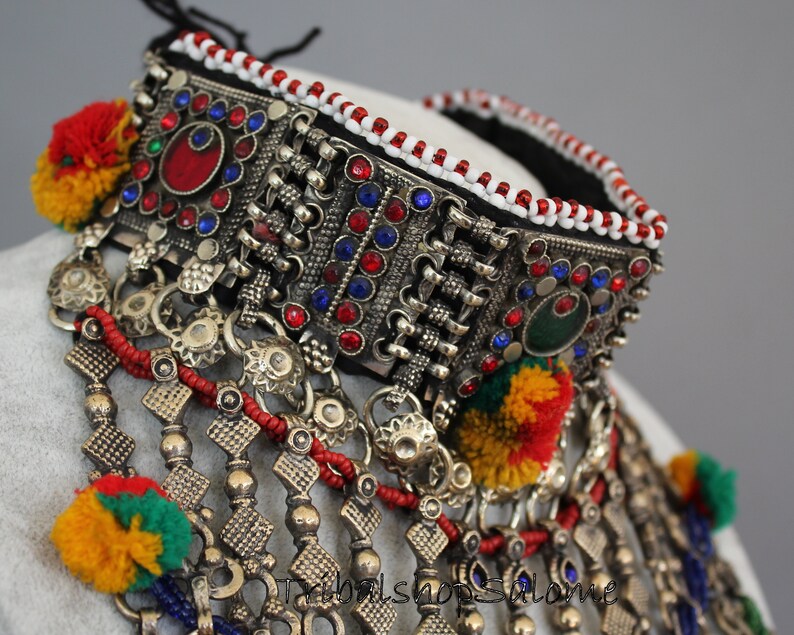 Long Kuchi Tribal Choker With Pompons - Etsy