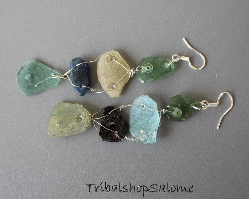 Ancient Roman Glass Shard Earrings, Handmade Glass Earrings With ...