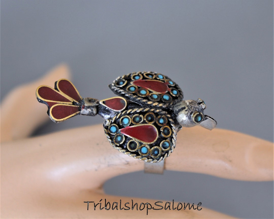 Vintage Kuchi Tribal Bird Ring US 7 - Etsy
