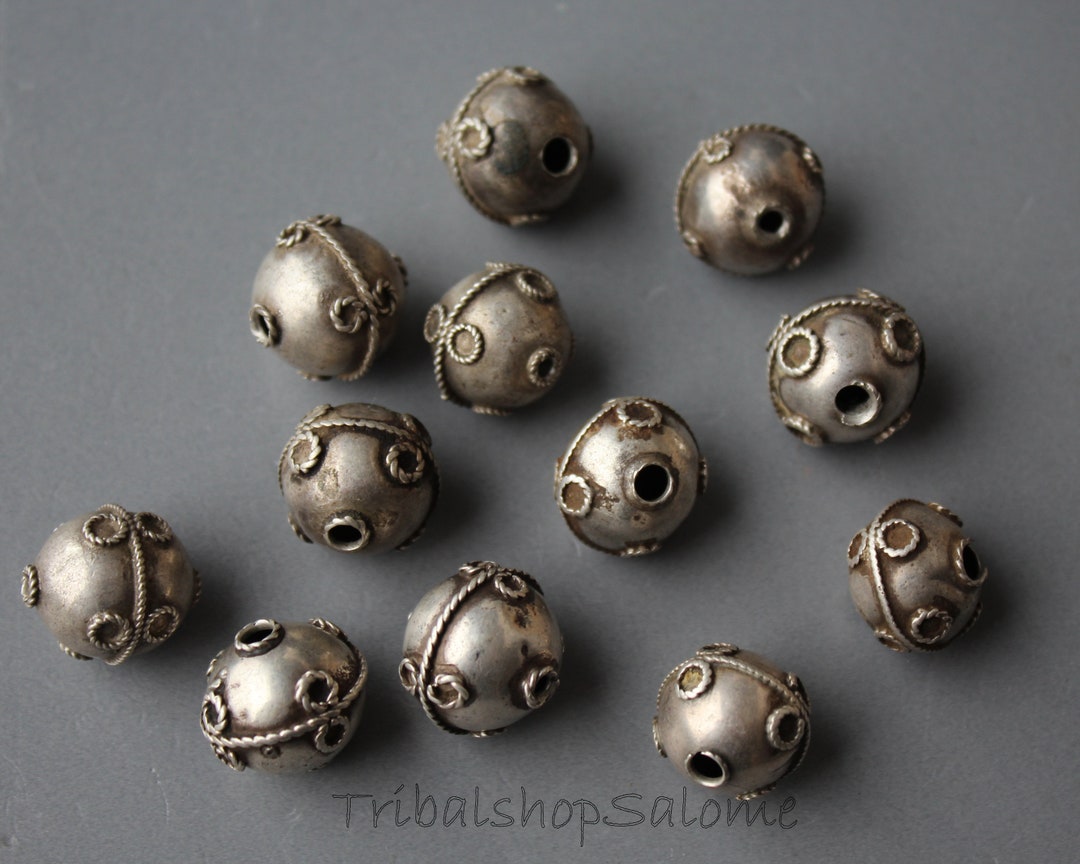 Old Swati Silver Beads, Set of 12 Pieces, App. 15 Mm Diameter - Etsy