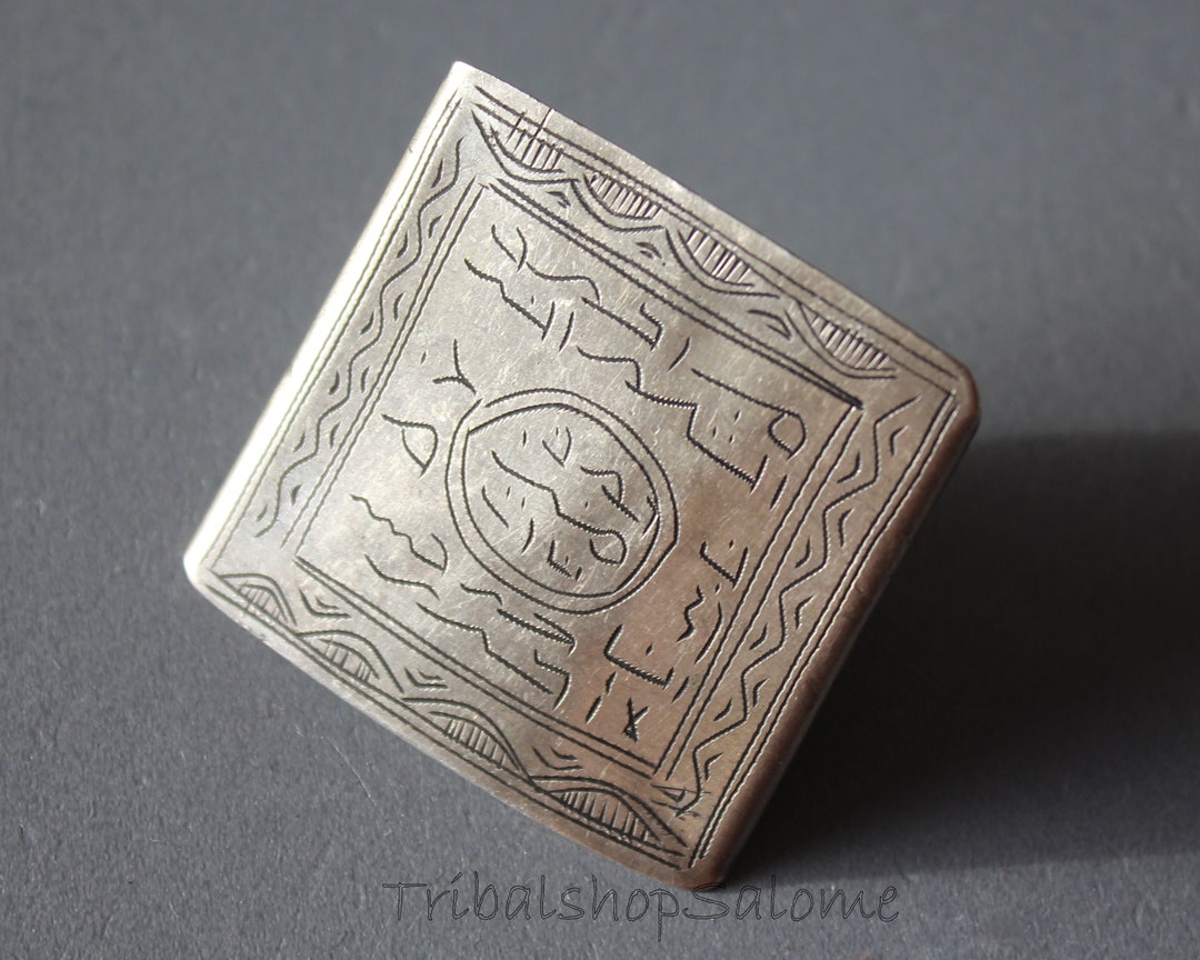 Old Amulet Tuareg Ring With Letters, US 6 1/2, Fine Large Talismanic ...