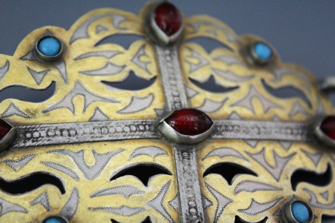 Vintage Turkoman Silver Pendant With Carnelian Turkmen | Etsy