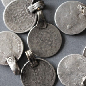 Old Small Indian Silver Coin, Two Anna-coin, 20 Mm Long, 3 Mm Hole - Etsy