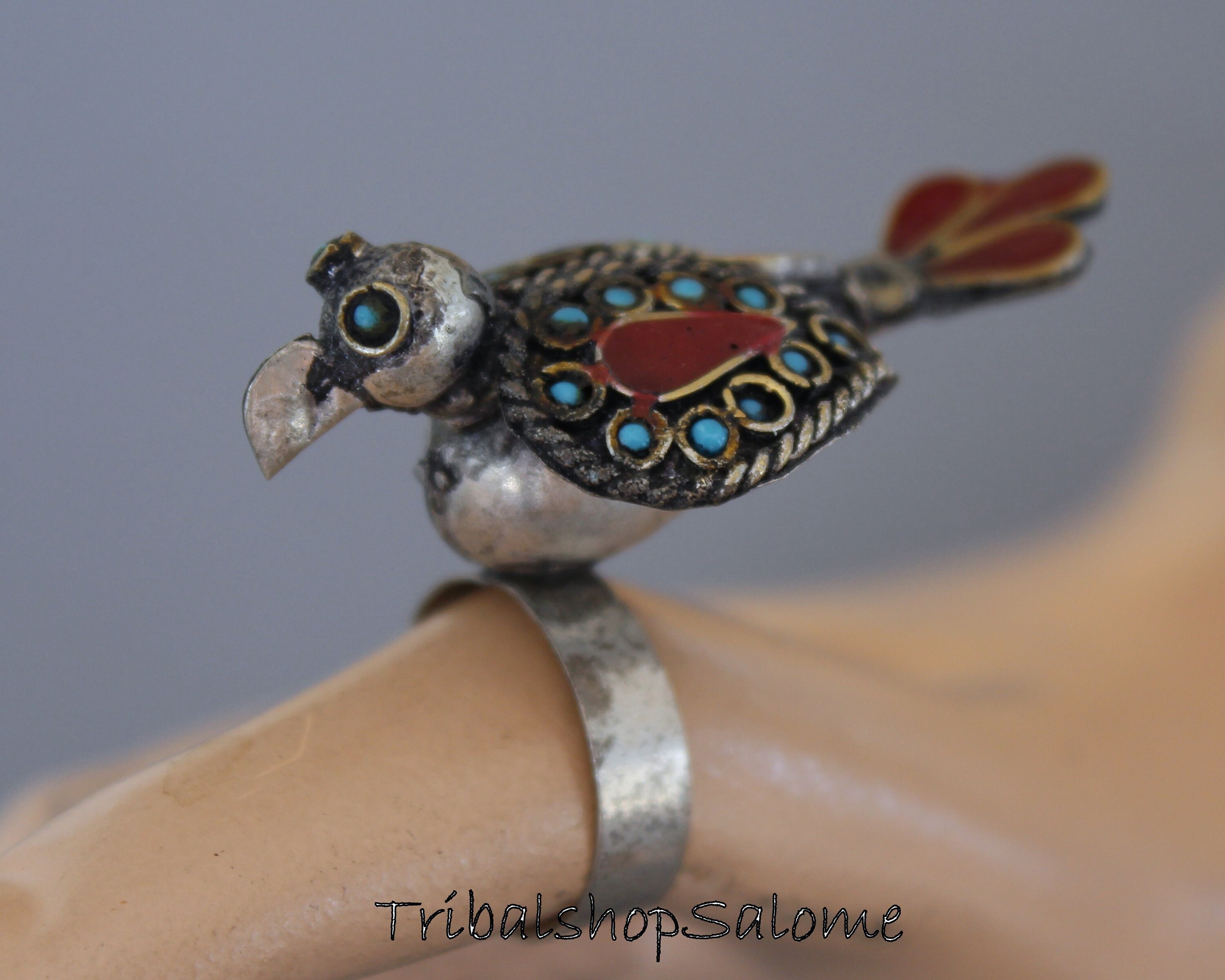 Vintage Kuchi Tribal Bird Ring US 7 - Etsy
