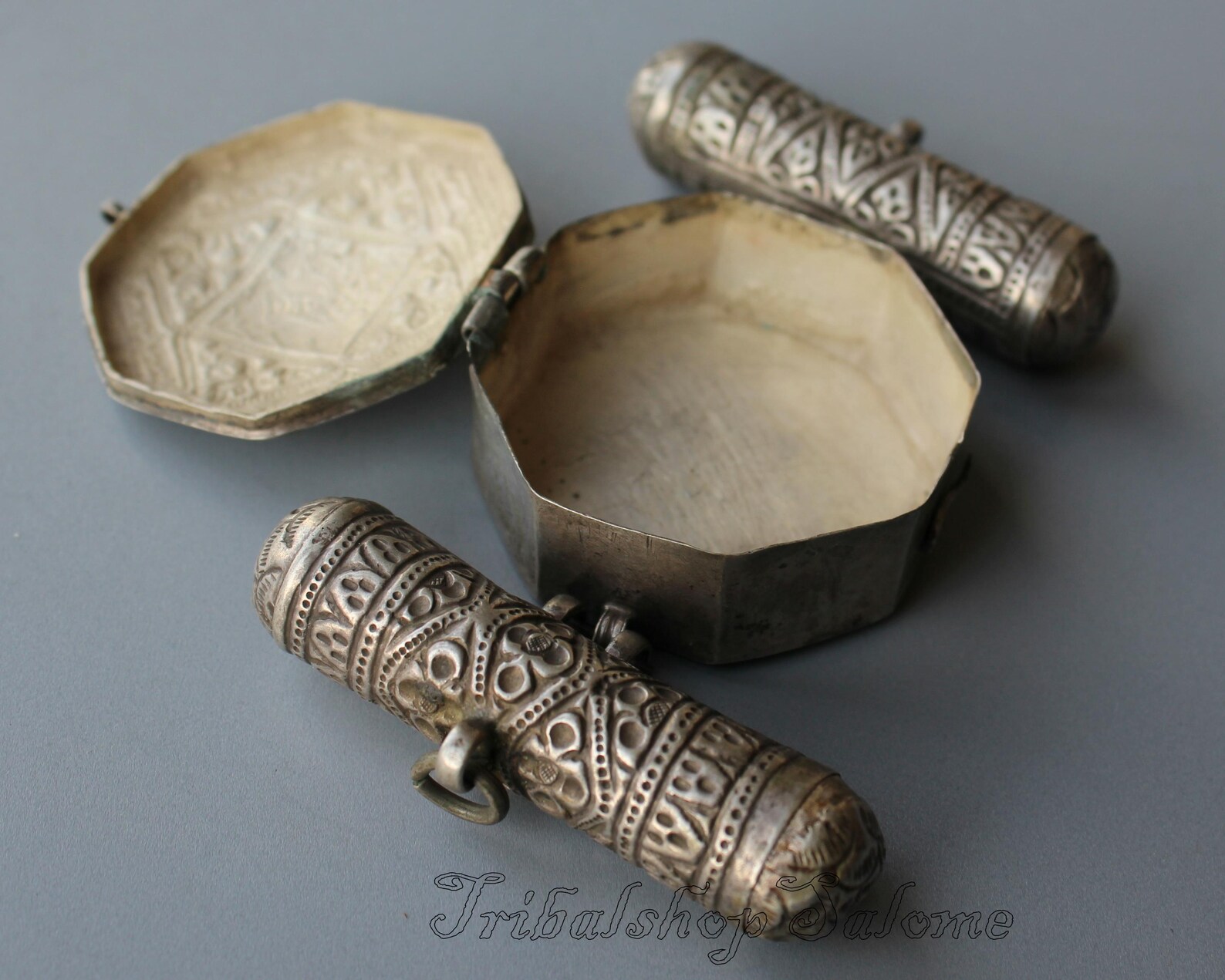 Old Silver Prayer Box Made of 3 Parts, Amulet Container - Etsy