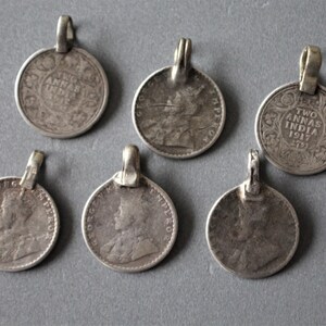 Old Small Indian Silver Coin, Two Anna-coin, 20 Mm Long, 3 Mm Hole - Etsy