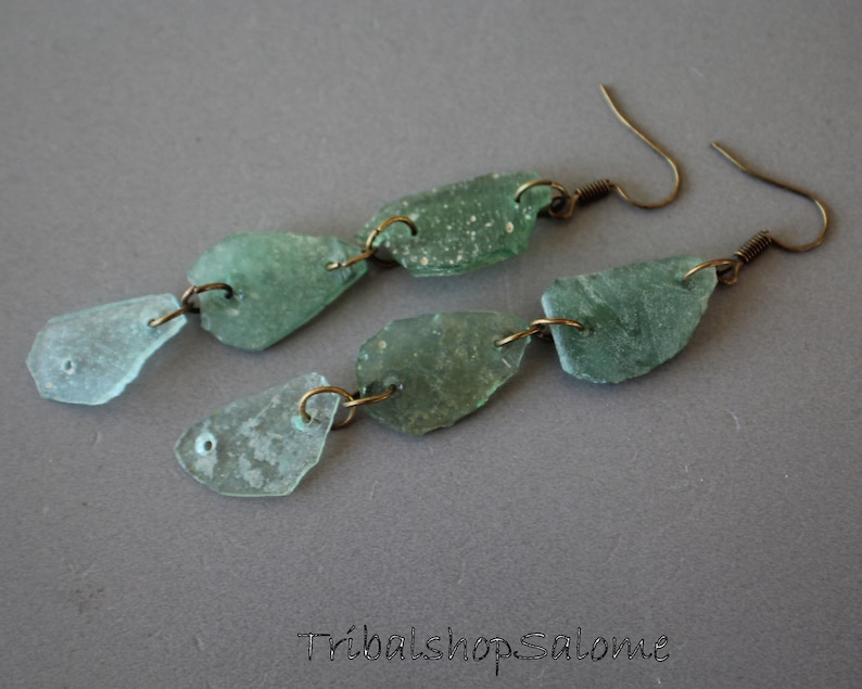 Ancient Roman Glass Shard Earrings, Handmade Glass Earrings on ...