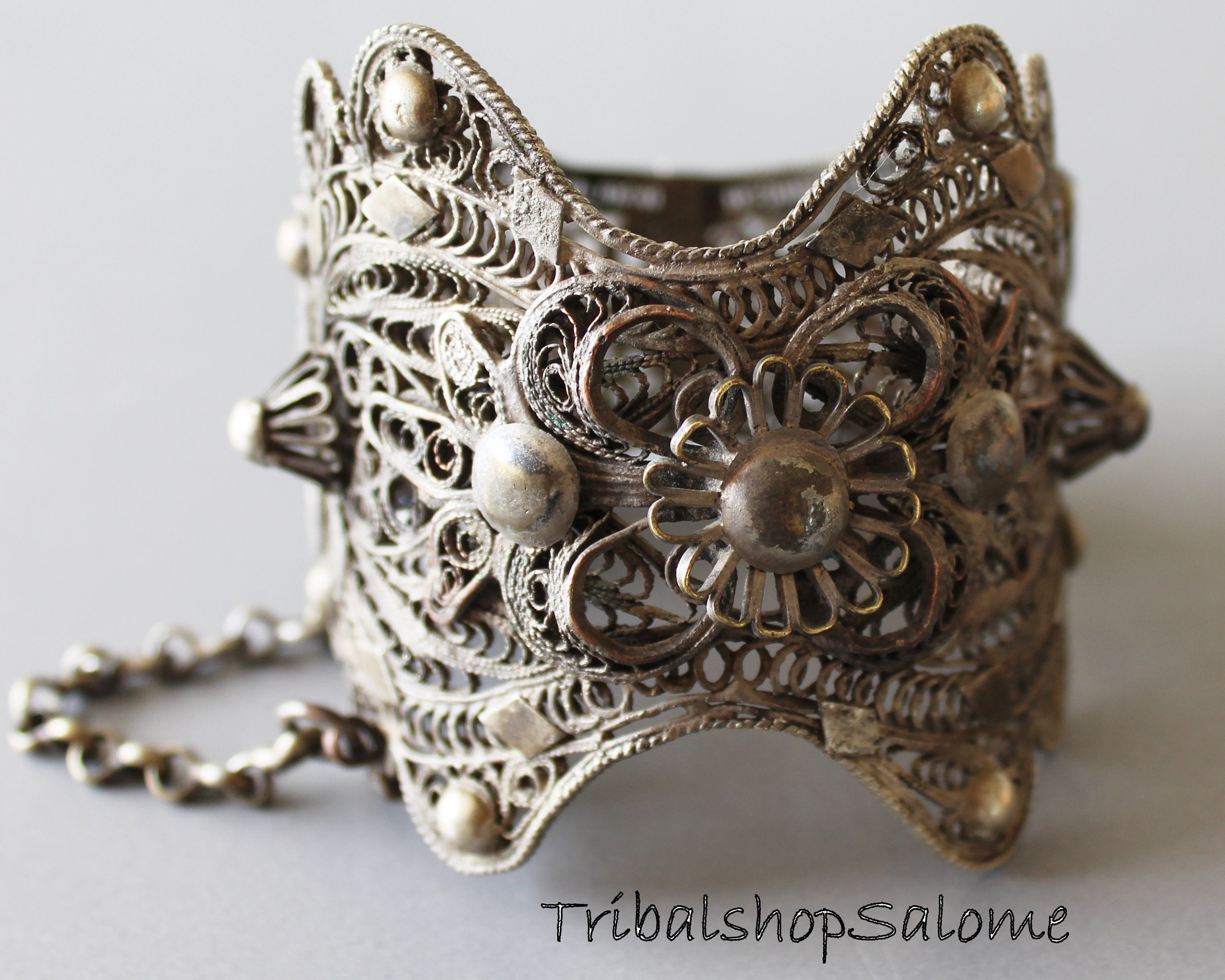 Old Filigree Antique Oriental Arabic-islamic Bracelet With Hinge ...