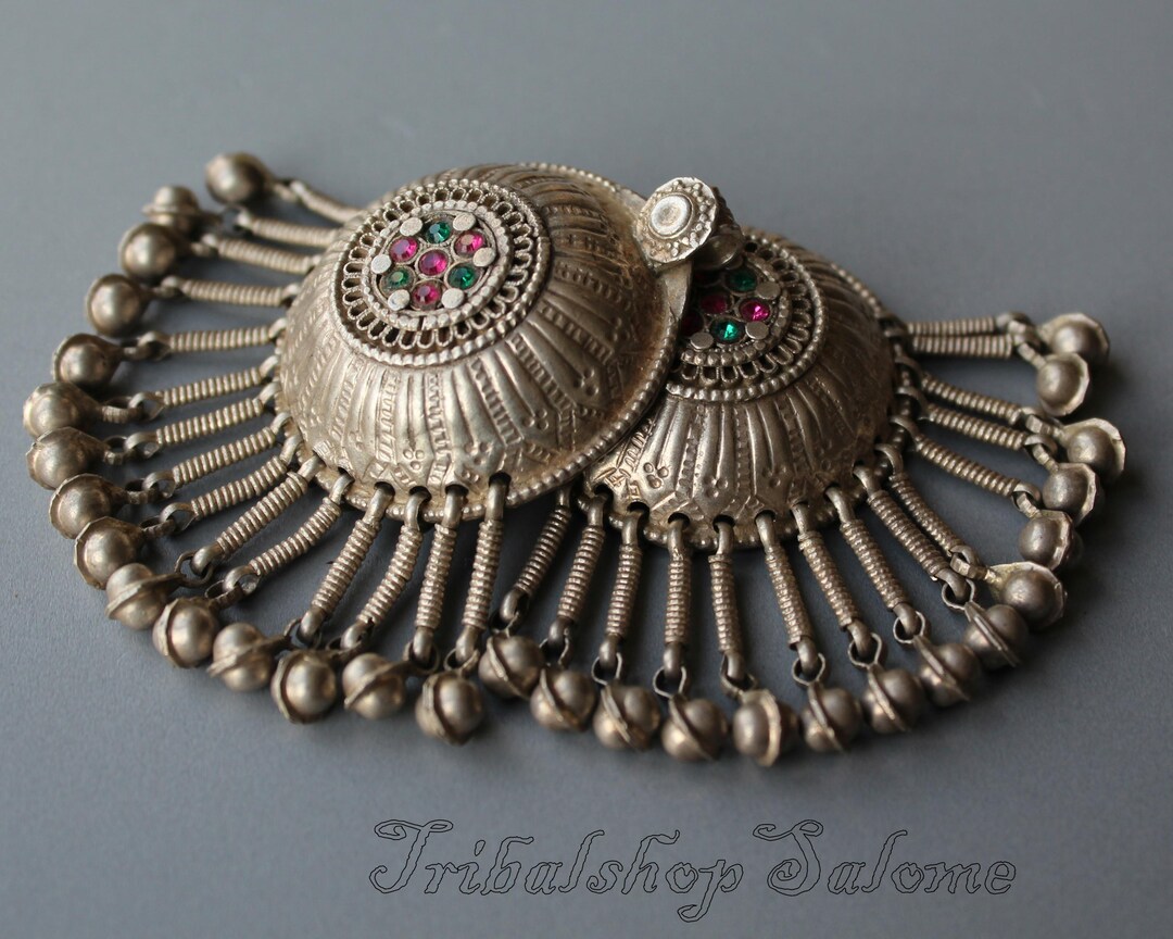 Pair of Vintage Tribal Silver Pendants, Old Balochi Ethnic Nomad ...