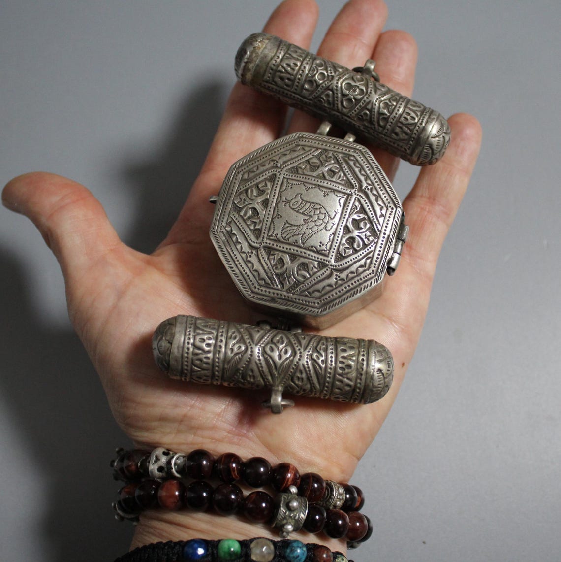 Old Silver Prayer Box Made of 3 Parts, Amulet Container - Etsy