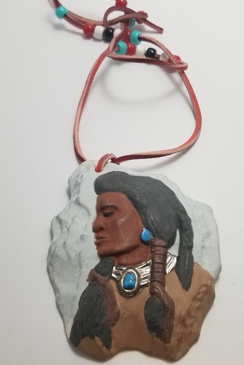 Beautiful Handmade Native American Pendant on Rope Necklace - Etsy