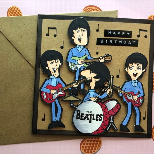 The Beatles Inspired Happy Birthday Card Beatles Card - Etsy