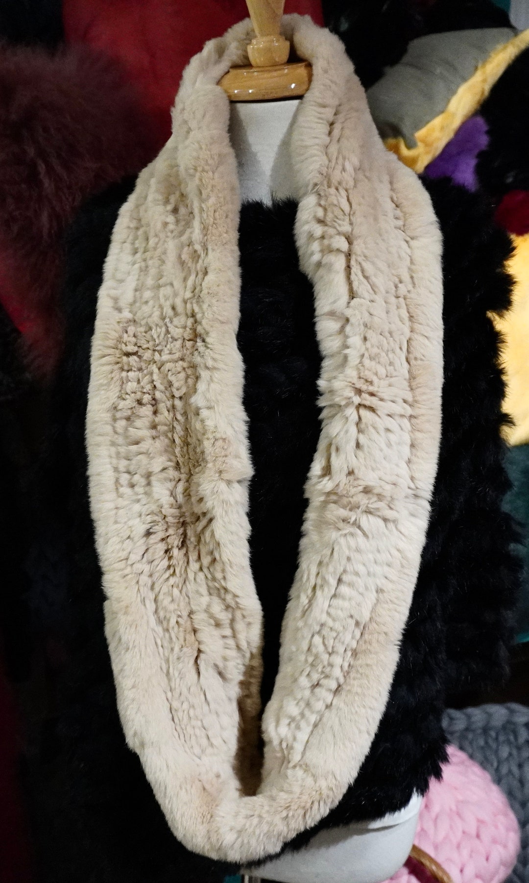 Gorgeous Fawn Rex Rabbit Fur Infinity Scarf Beautiful Soft & - Etsy