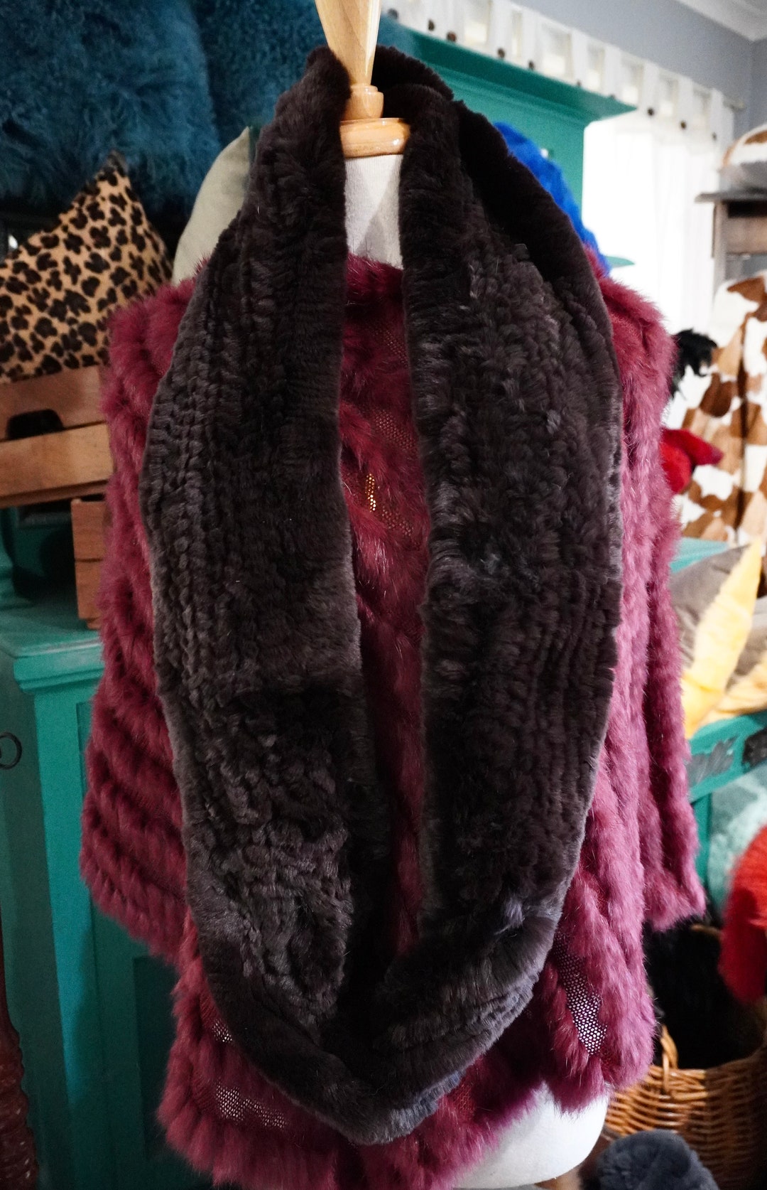 A Beautiful Rich Cocoa Brown Rex Rabbit Infinity Scarf - Etsy
