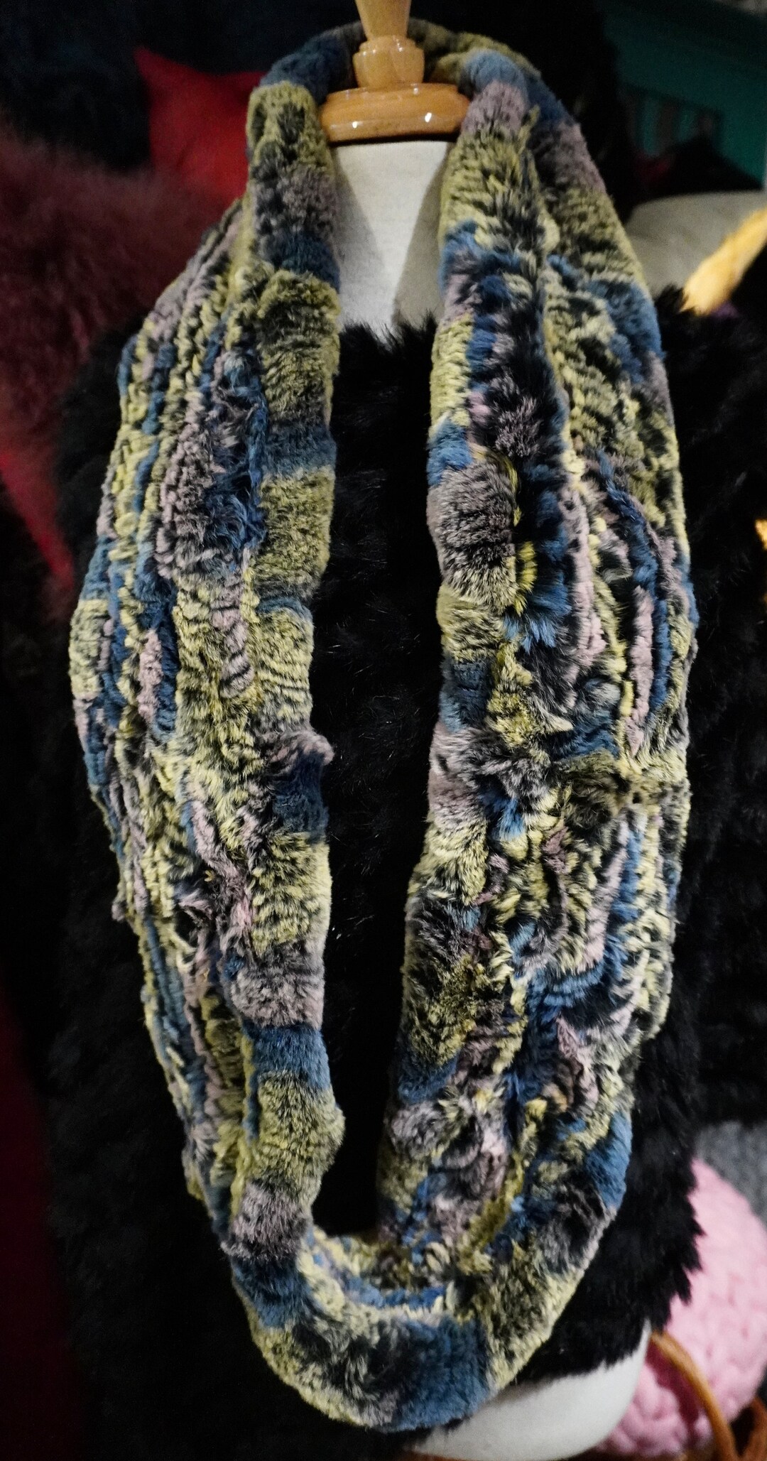A Beautiful Soft Colour Combination A Rex Rabbit Fur Infinity Scarf ...