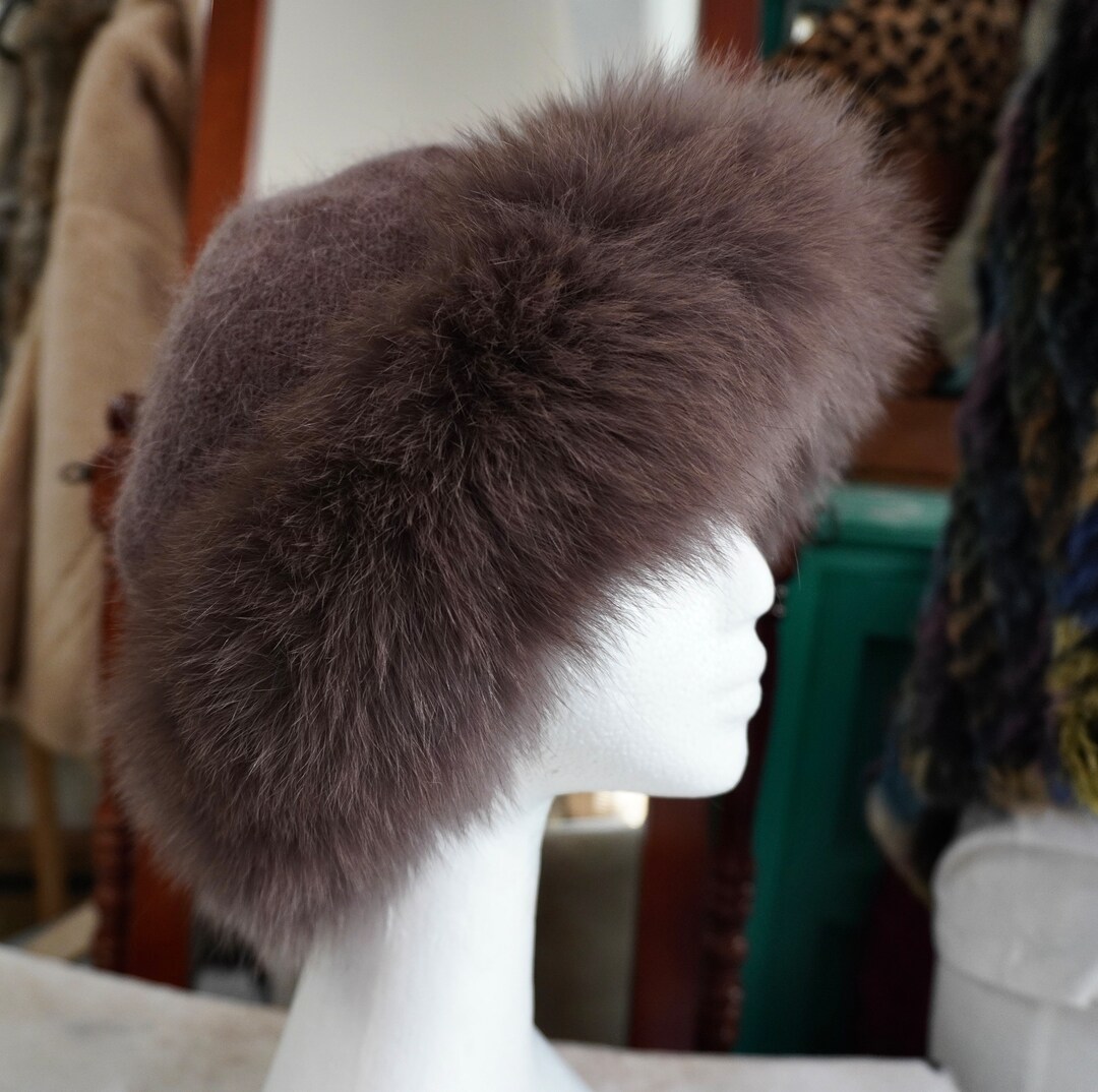 A Beautiful Fox Fur Trimmed Felted Wool Blend Winter Hat. - Available ...