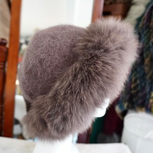 A Beautiful Fox Fur Trimmed Felted Wool Blend Winter Hat. - Available ...
