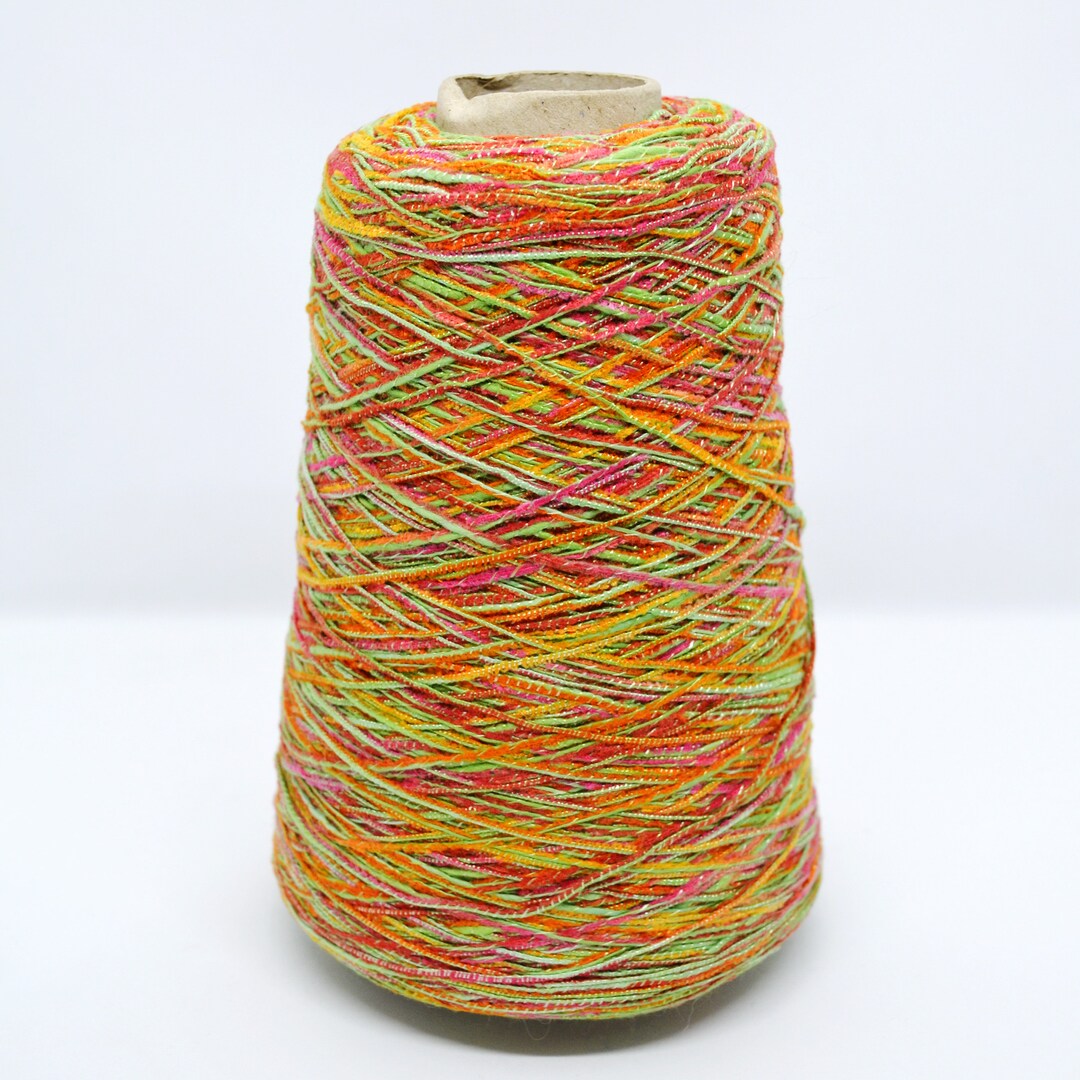 Multicolor Fantasy Velour Yarn on Cone, Italian Velvet Cotton Viscose ...