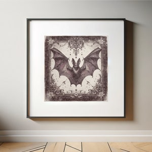 Gothic Bat Art Print - Dark Fantasy Wall Decor - Victorian Goth Bat ...