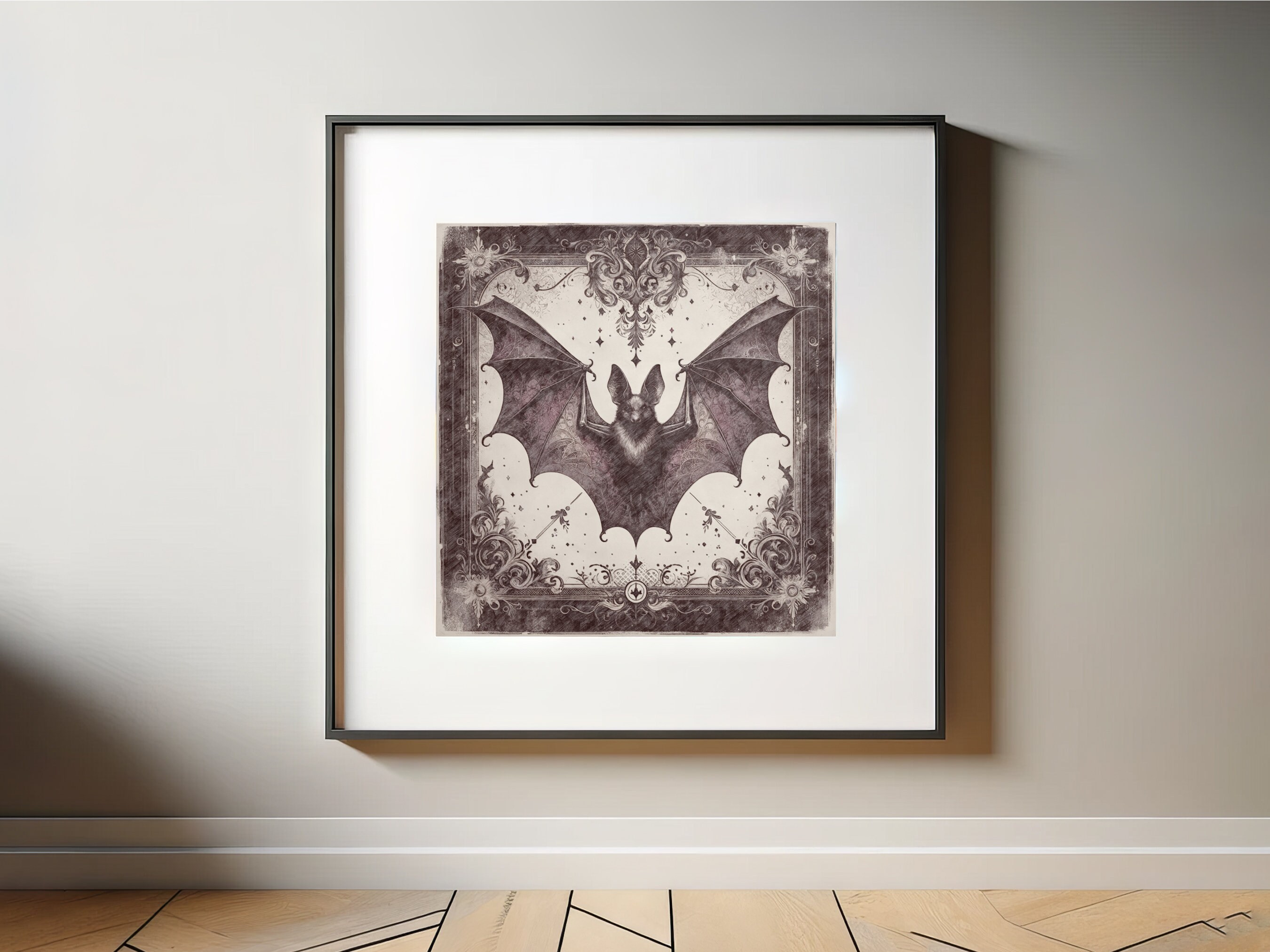 Gothic Bat Art Print Dark Fantasy Wall Decor Victorian Goth Bat ...