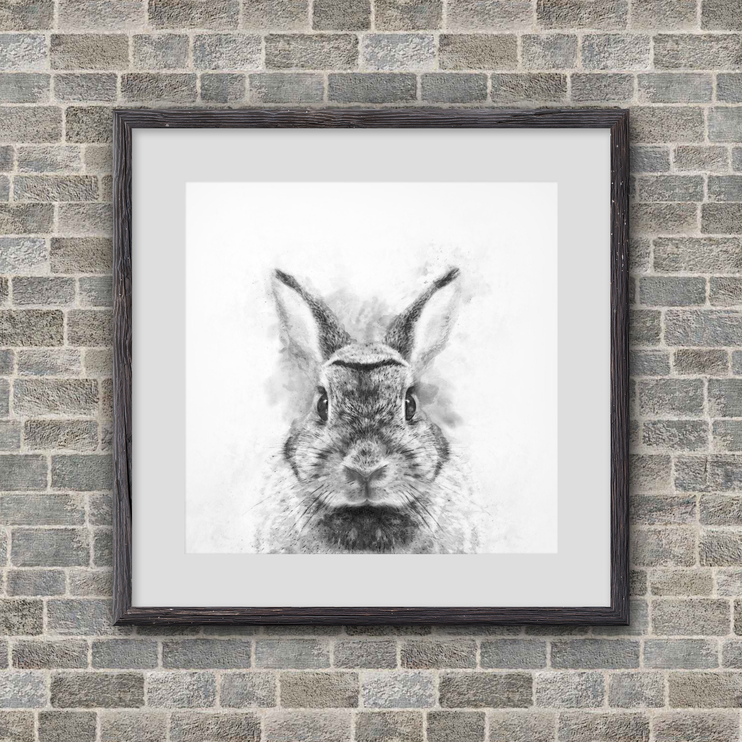 Rabbit Square Print Rabbit Print Animal Prints Home Decor | Etsy