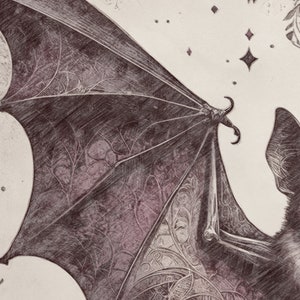 Gothic Bat Art Print - Dark Fantasy Wall Decor - Victorian Goth Bat ...
