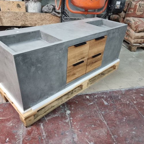 Custom Made Concrete Sink Bathroom Vanity - Etsy