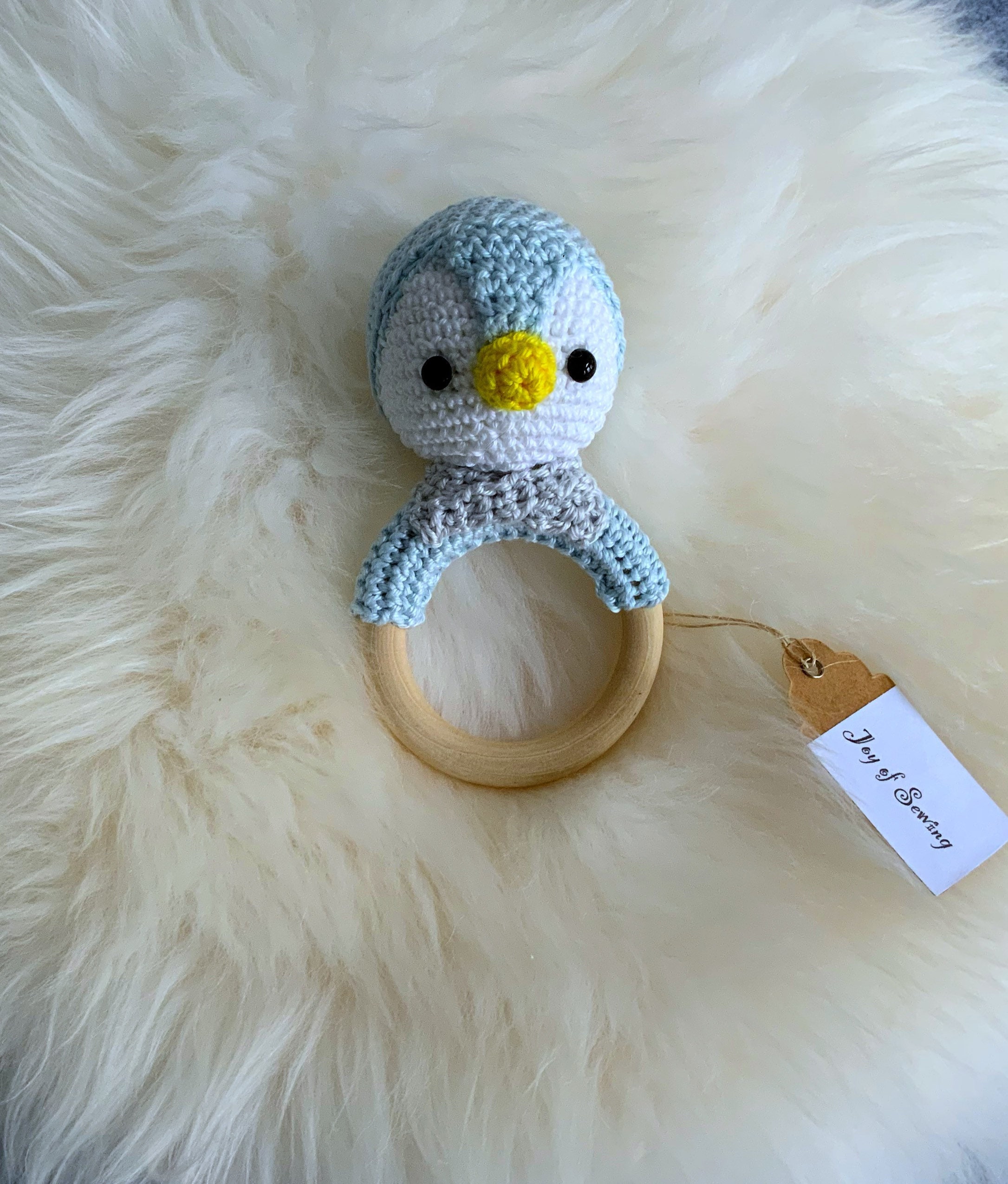 Baby Greifling Pinguin gehäkelt Rassel eisblau weiß gelb Natur | Etsy