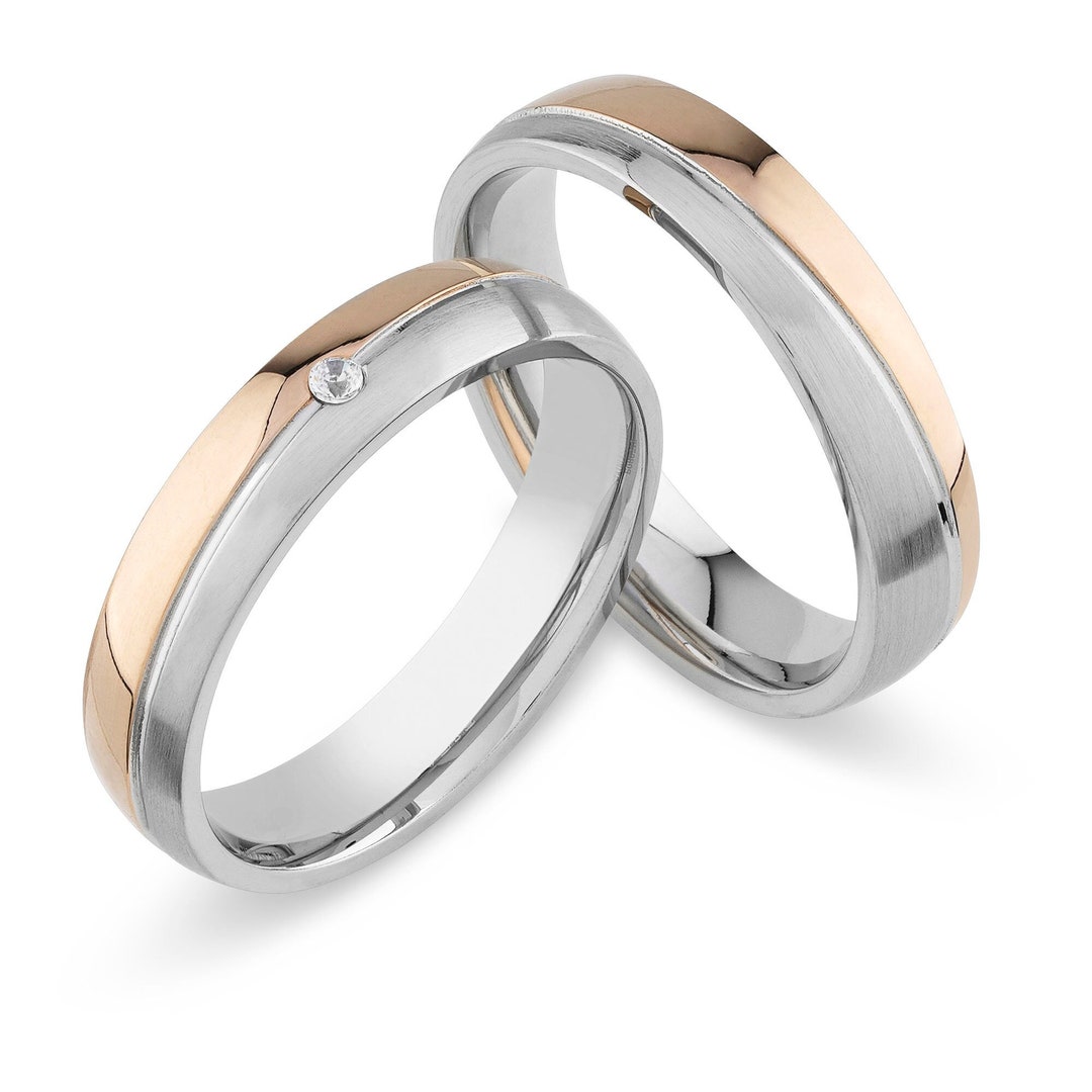 Pair of Stainless Steel Partner Rings Friendship Ring Engagement Rings ...