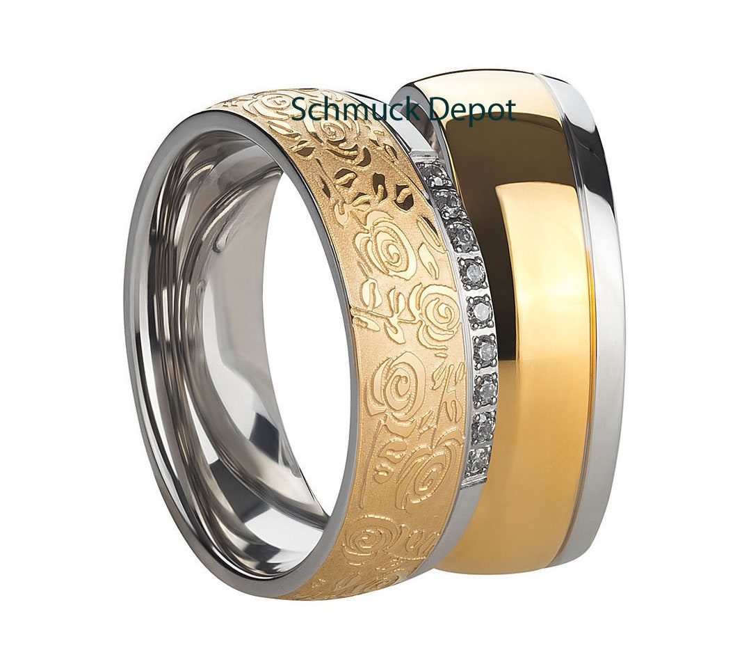 Pair of Stainless Steel Partner Rings Friendship Ring Engagement Rings ...