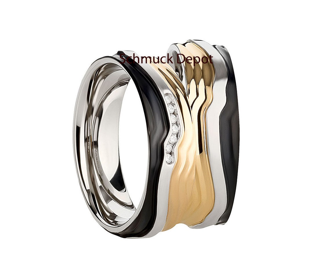 Pair of Stainless Steel Partner Rings Friendship Ring With Cubic ...