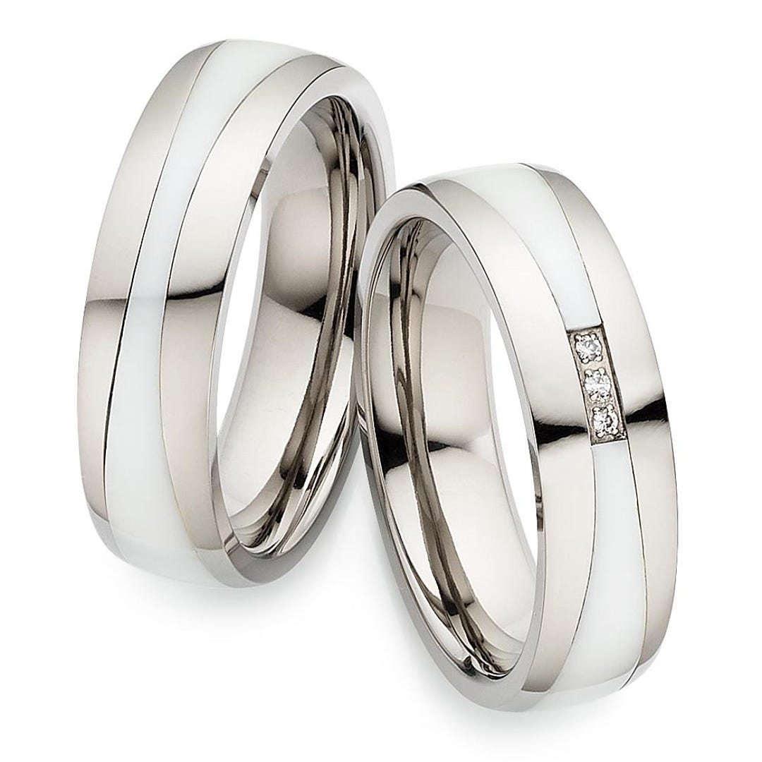 Pair of Stainless Steel Friendship Ring Partner Ring Engagement Rings ...