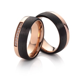 Ring Partner Rings Engagement Rings Wedding Ring With Titanium / Carbon ...