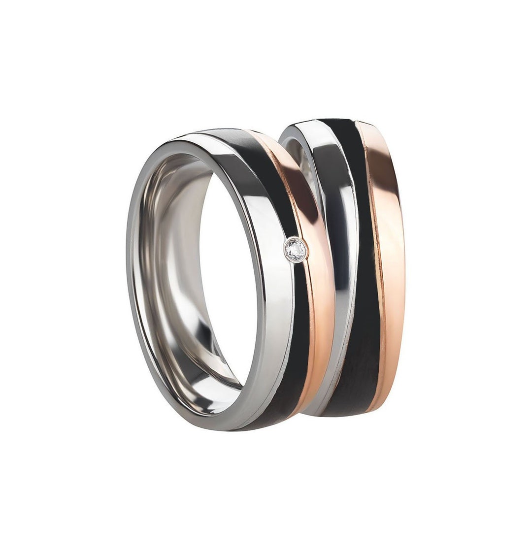Stainless Steel Partner Rings Friendship Ring With Cubic Zirconia ...