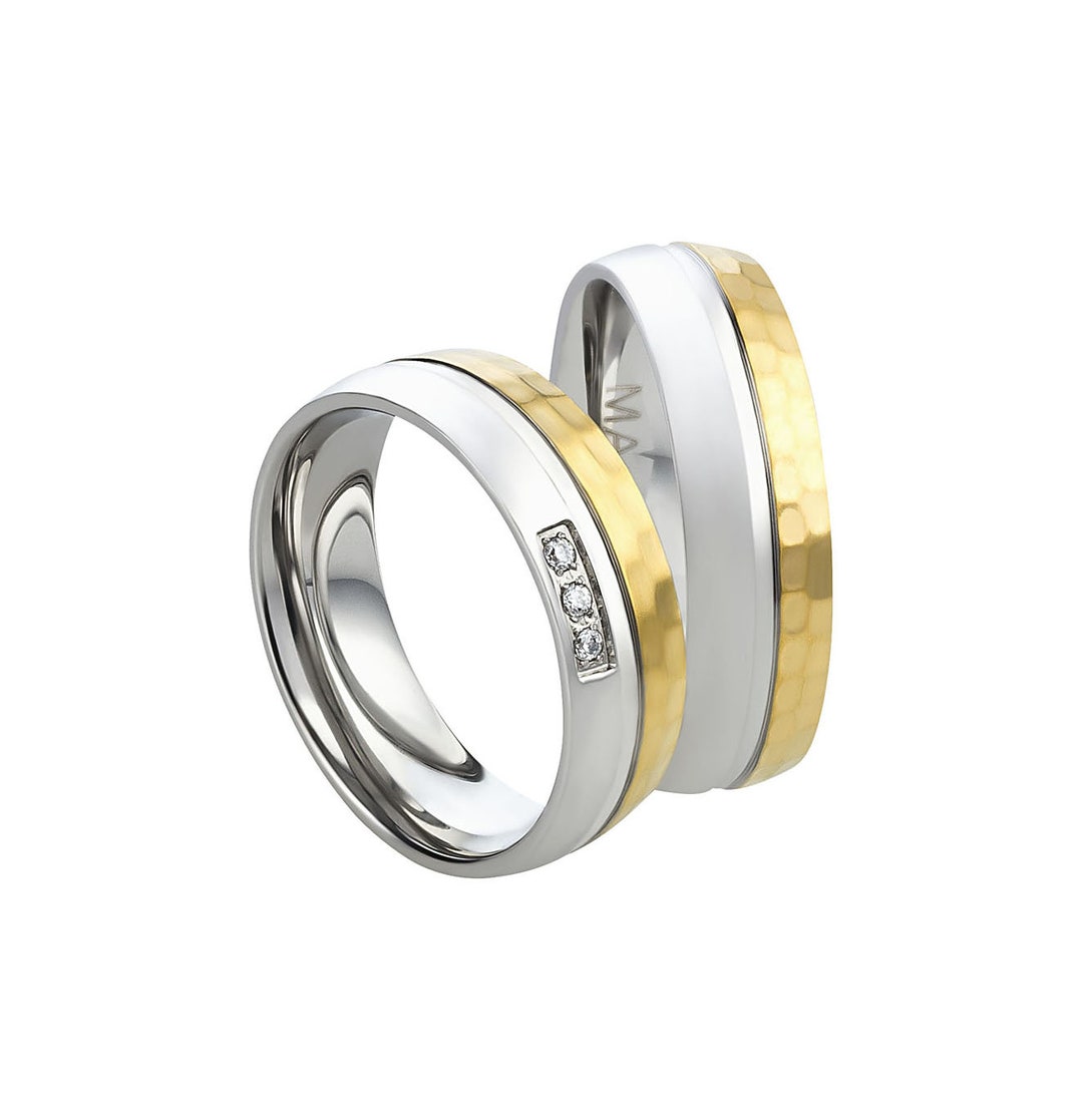 Stainless Steel Partner Rings Friendship Ring With Cubic Zirconia ...