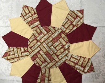 Modern Dresden Plate Flower Quilted Table Topper, Candle Mat, in Shades ...