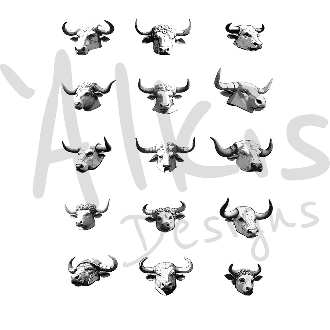 Minotaur Helmets Pattern, Greek Mythology, Illustration, Wall Art ...