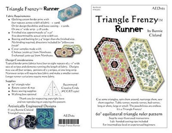 Triangle Frenzy Tablerunner Pattern by Bunnie Cleland AED162 | Etsy