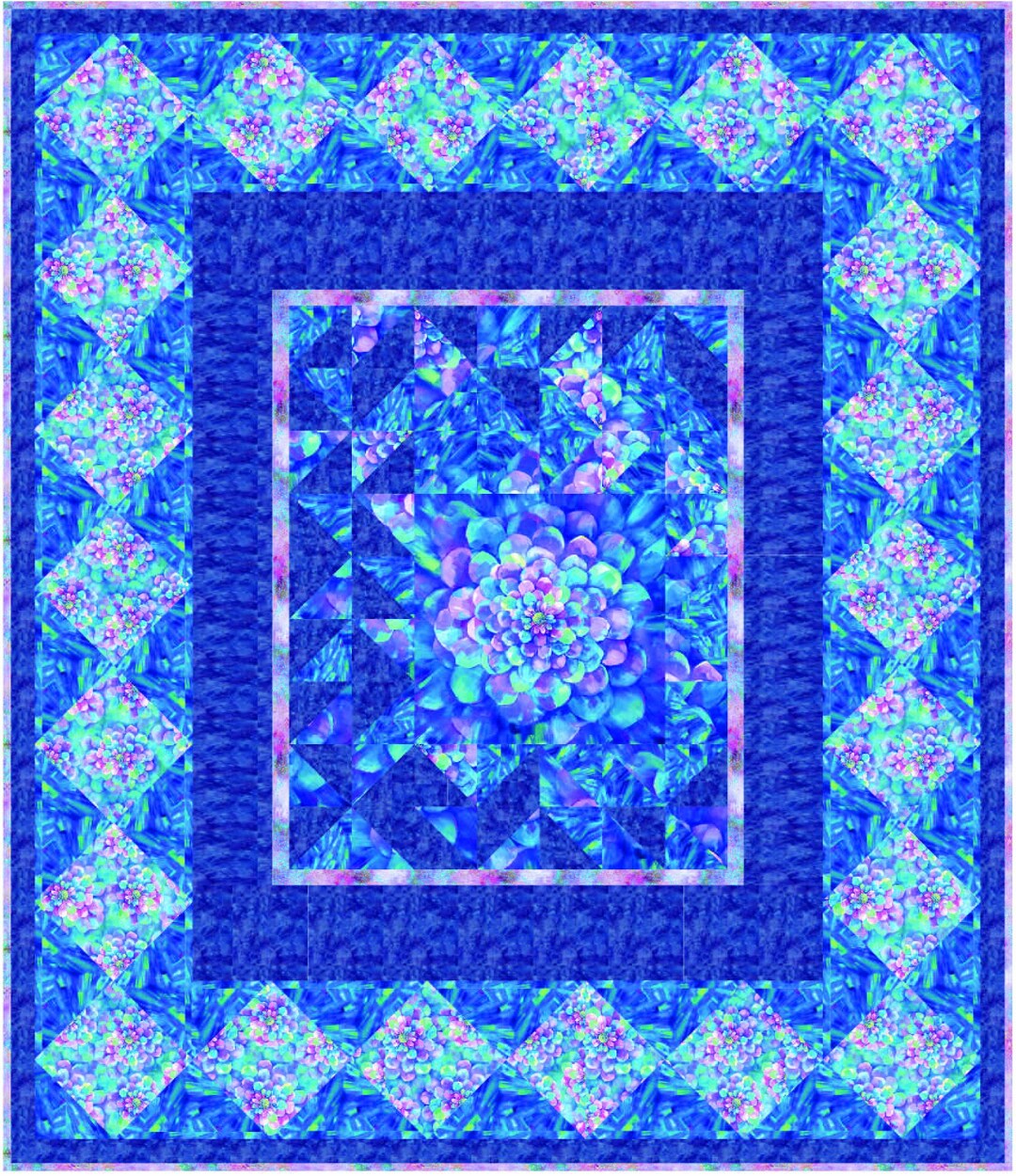 Blooming Azure Quilt Kit With Color in Bloom Collection by Hoffman ...