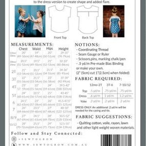 Mini Bondi Top & Dress Pattern for Girls, Sew to Grow SWTG18 - Etsy