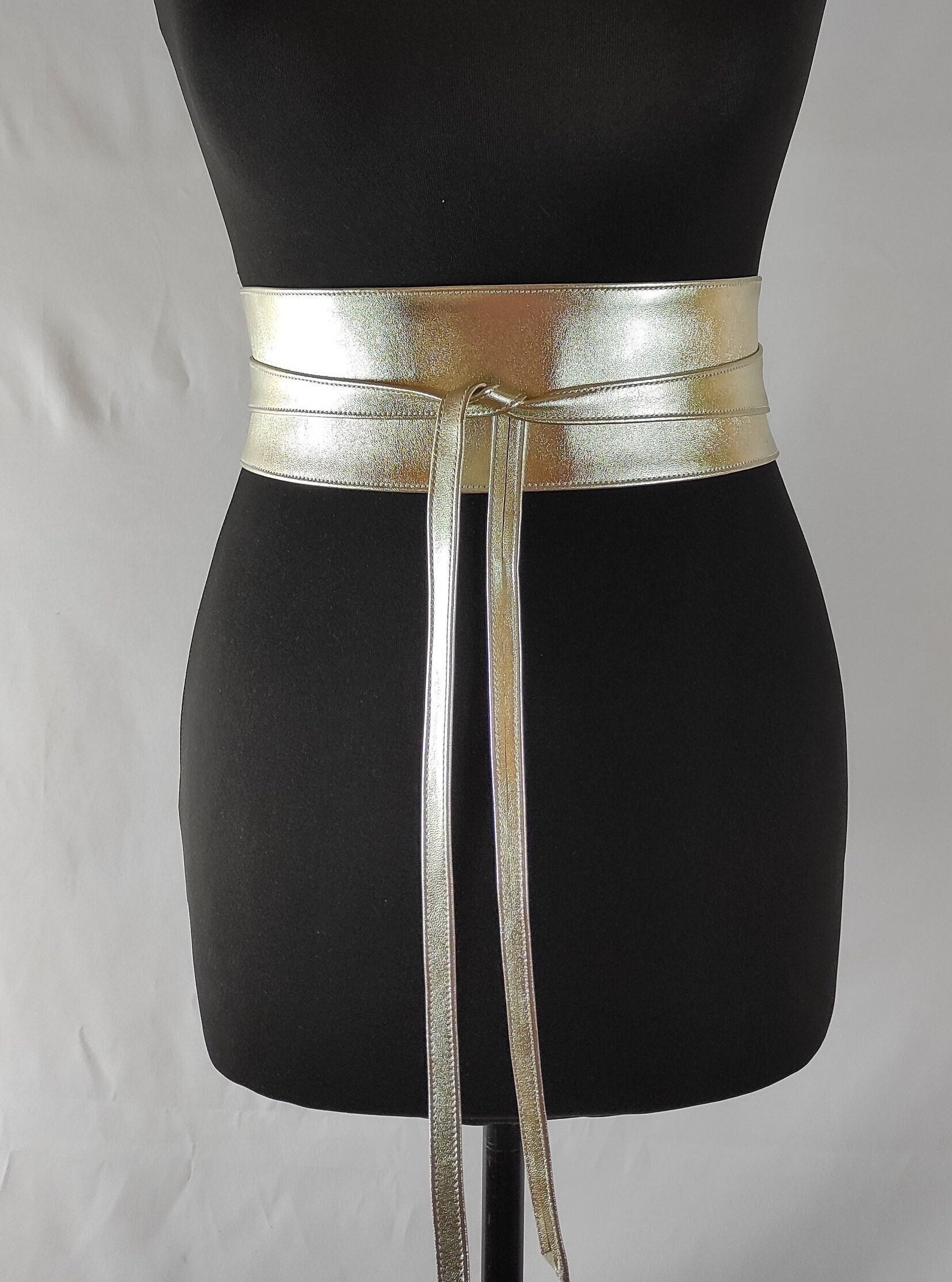 Gold Obi Belt Made From Genuine Leather • Corset Belt in Light Gold ...