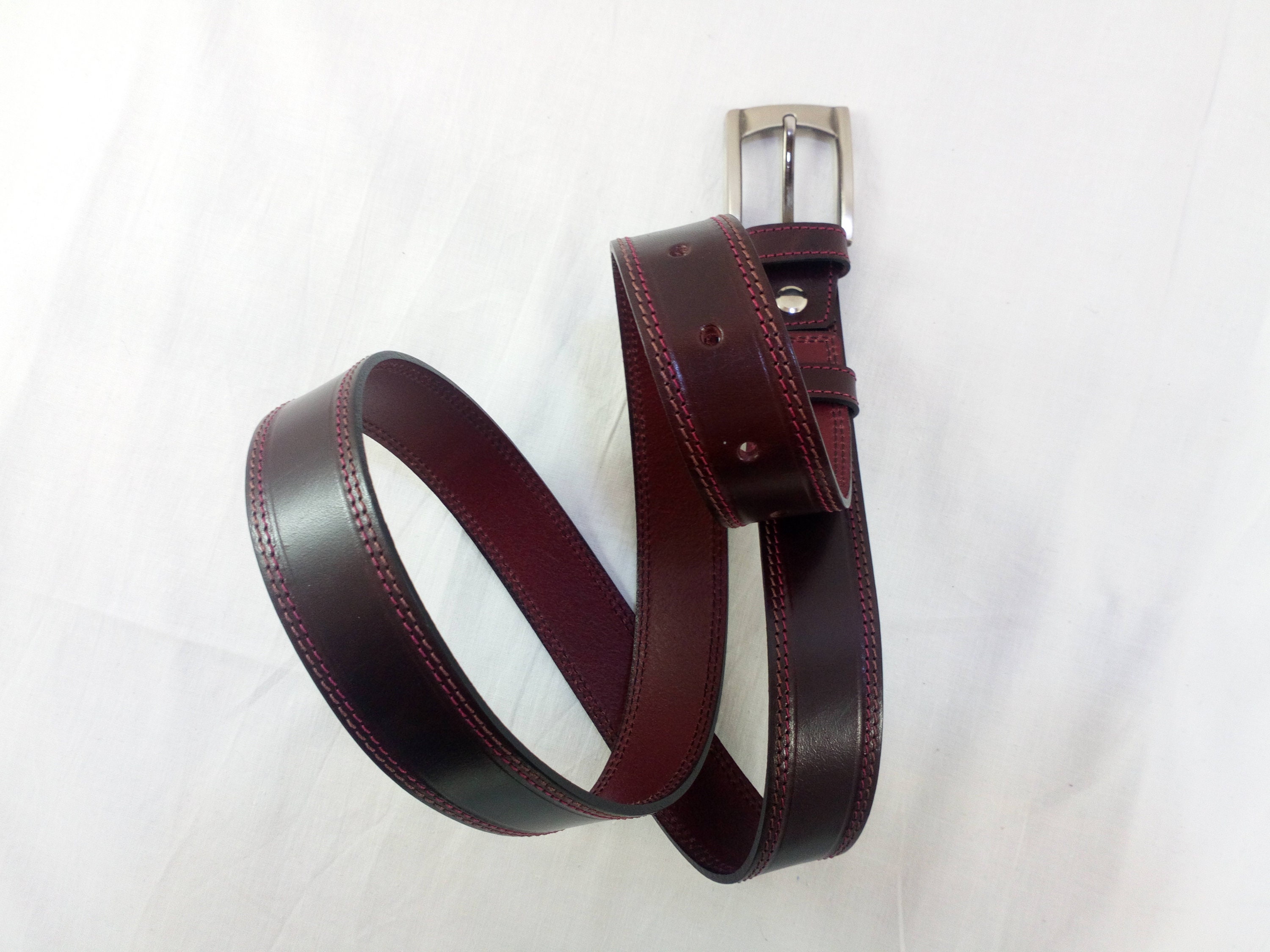 Man's Belt Burgundy Red Leather Man Belt Italian Leather Man Belt ...