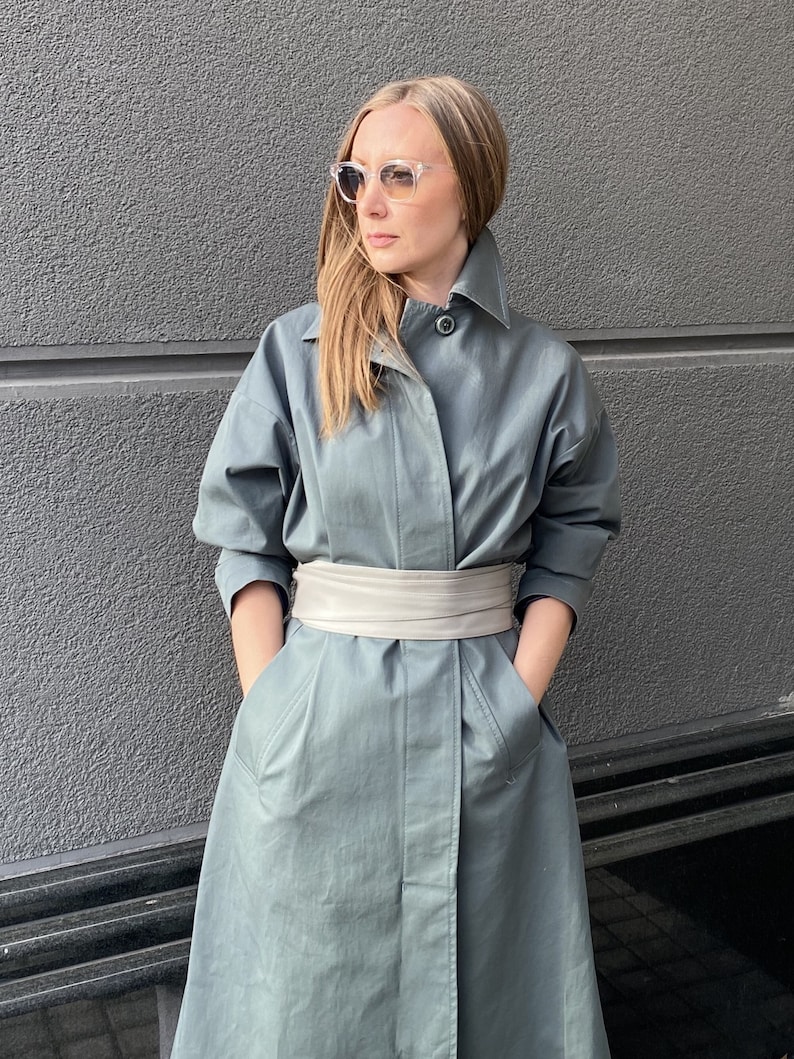 Light Gray Obi Belt Made From Genuine Leather • Corset Leather Belt ...