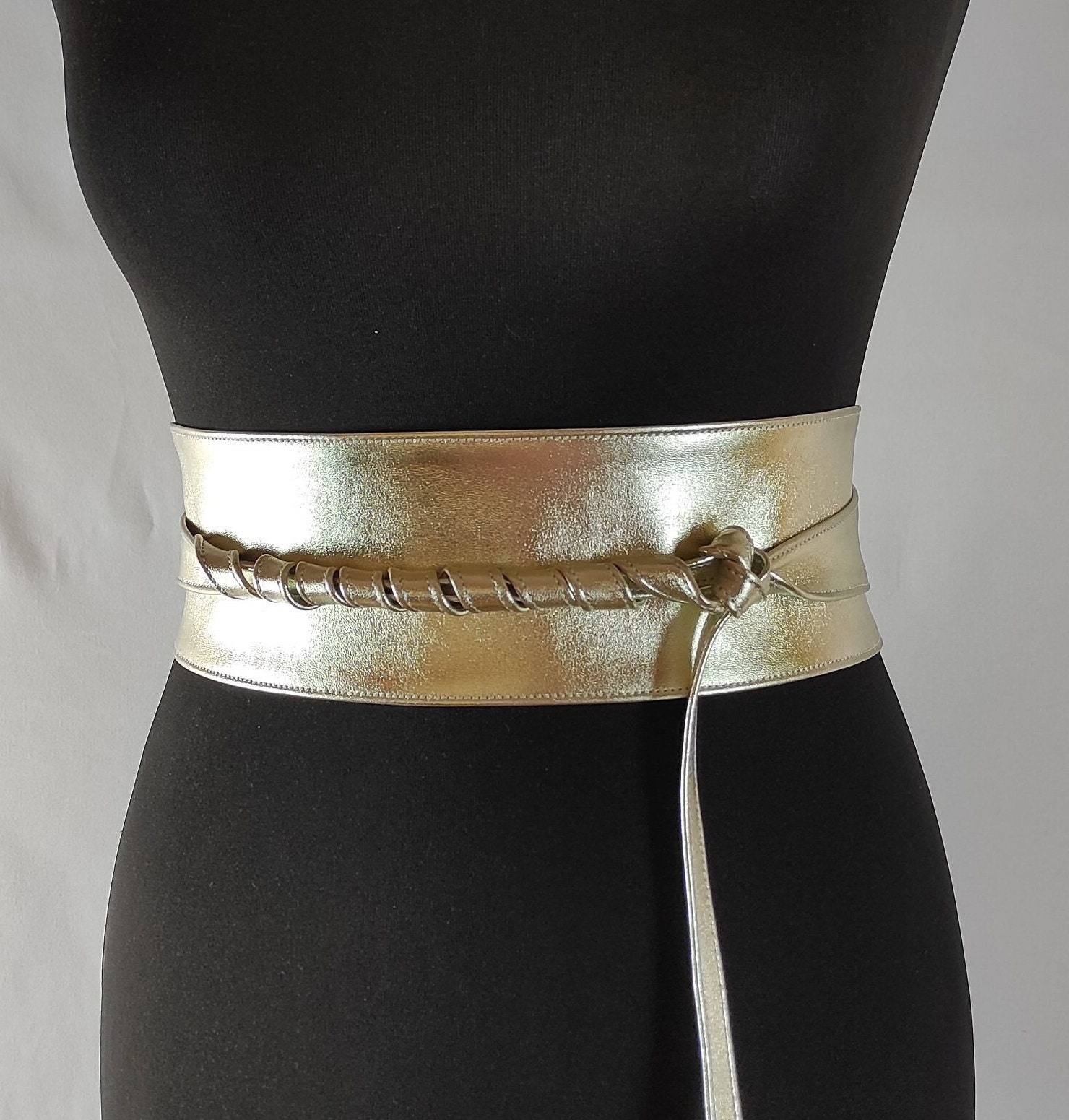 Gold Obi Belt Made From Genuine Leather • Corset Belt in Light Gold ...