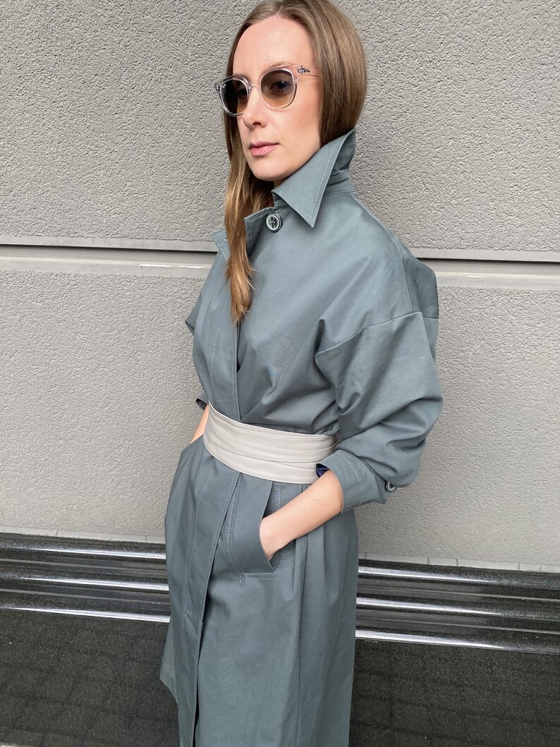 Light Gray Obi Belt Made From Genuine Leather Corset Leather Belt ...