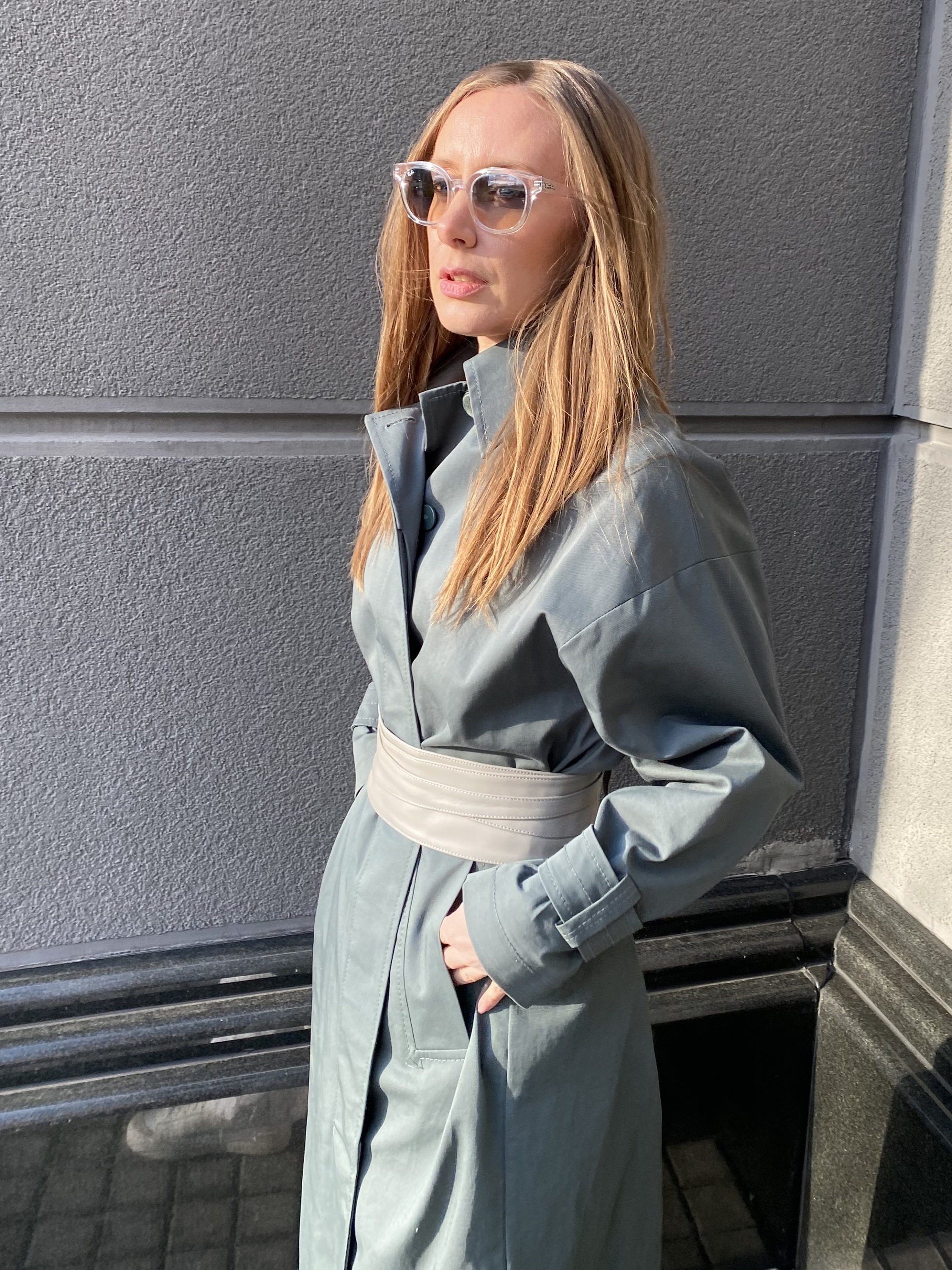 Light Gray Obi Belt Made From Genuine Leather Corset Leather Belt ...